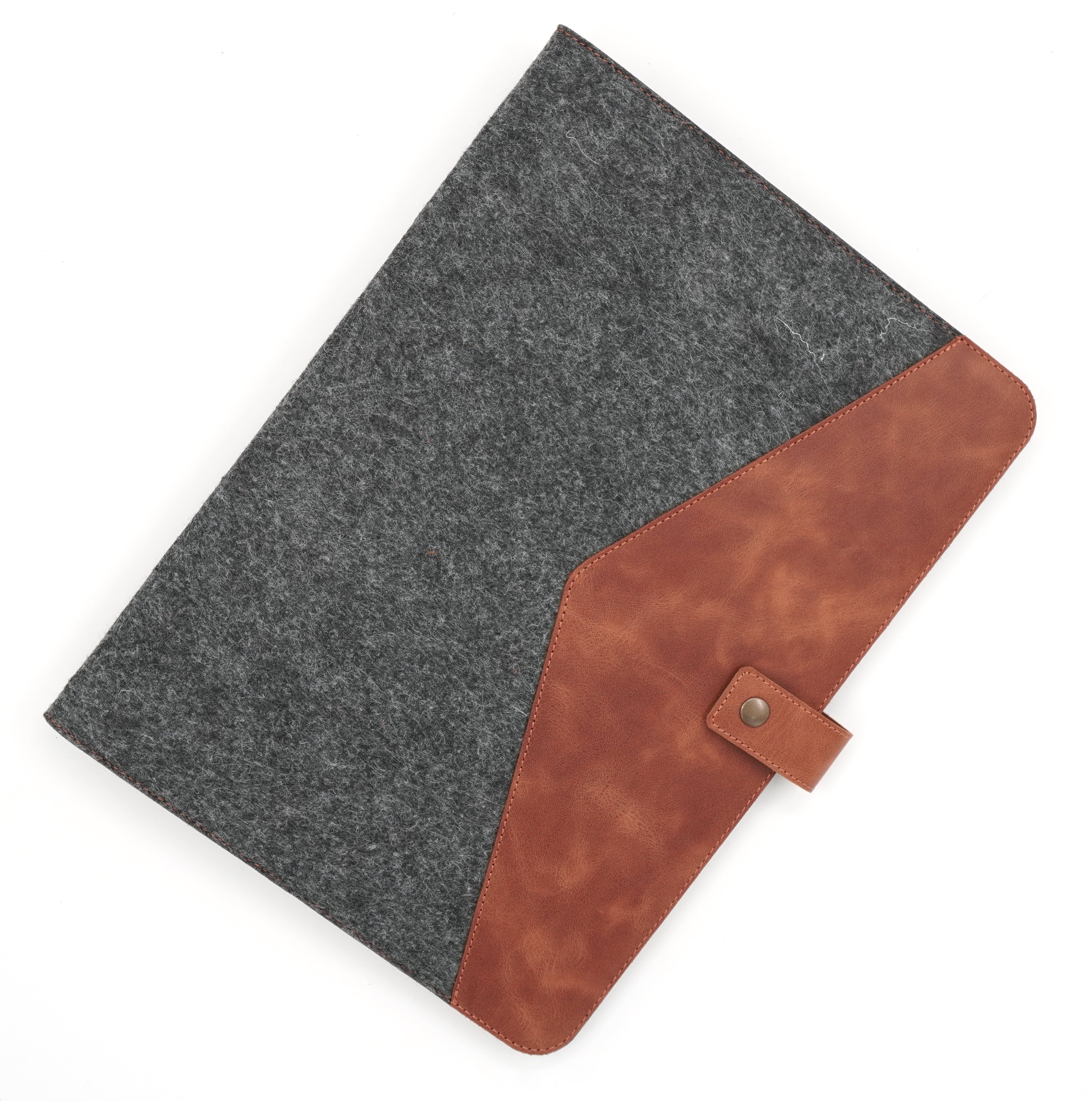 Felt and Genuine Leather 13-14 Inch Notebook & Tablet Organizer ...